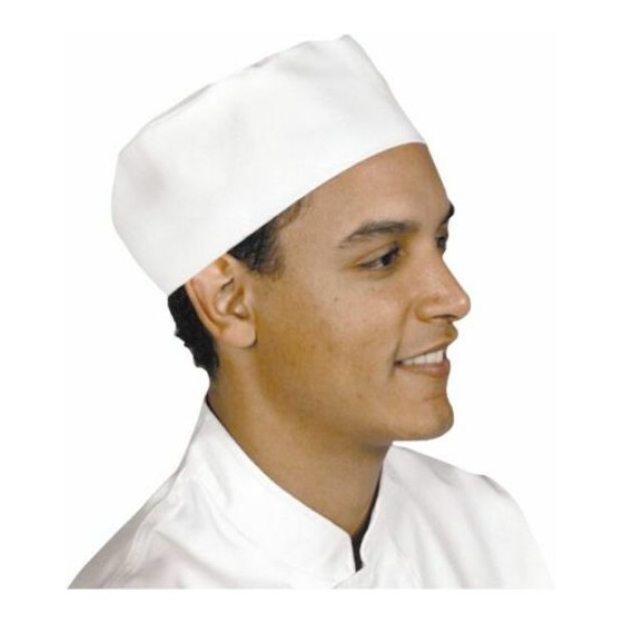 Toque plate coton blanc avec velcro