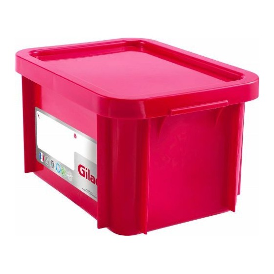 Bac rect. PEHD rouge 15L avec couvercle