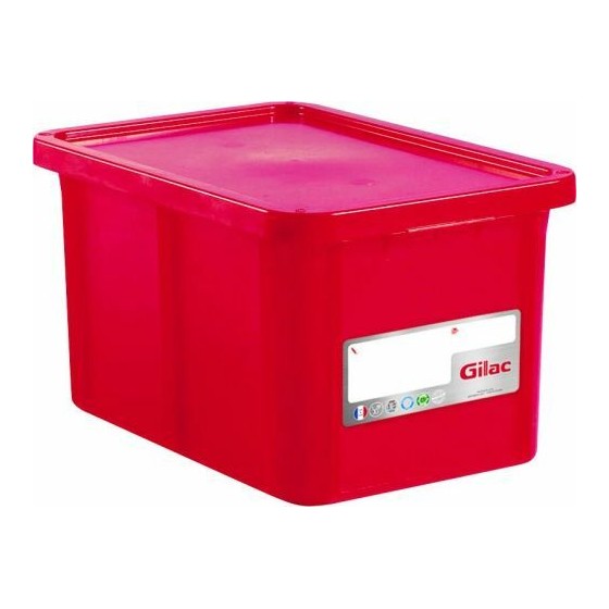 Bac rectang. PEHD rouge 55L avec couvercle