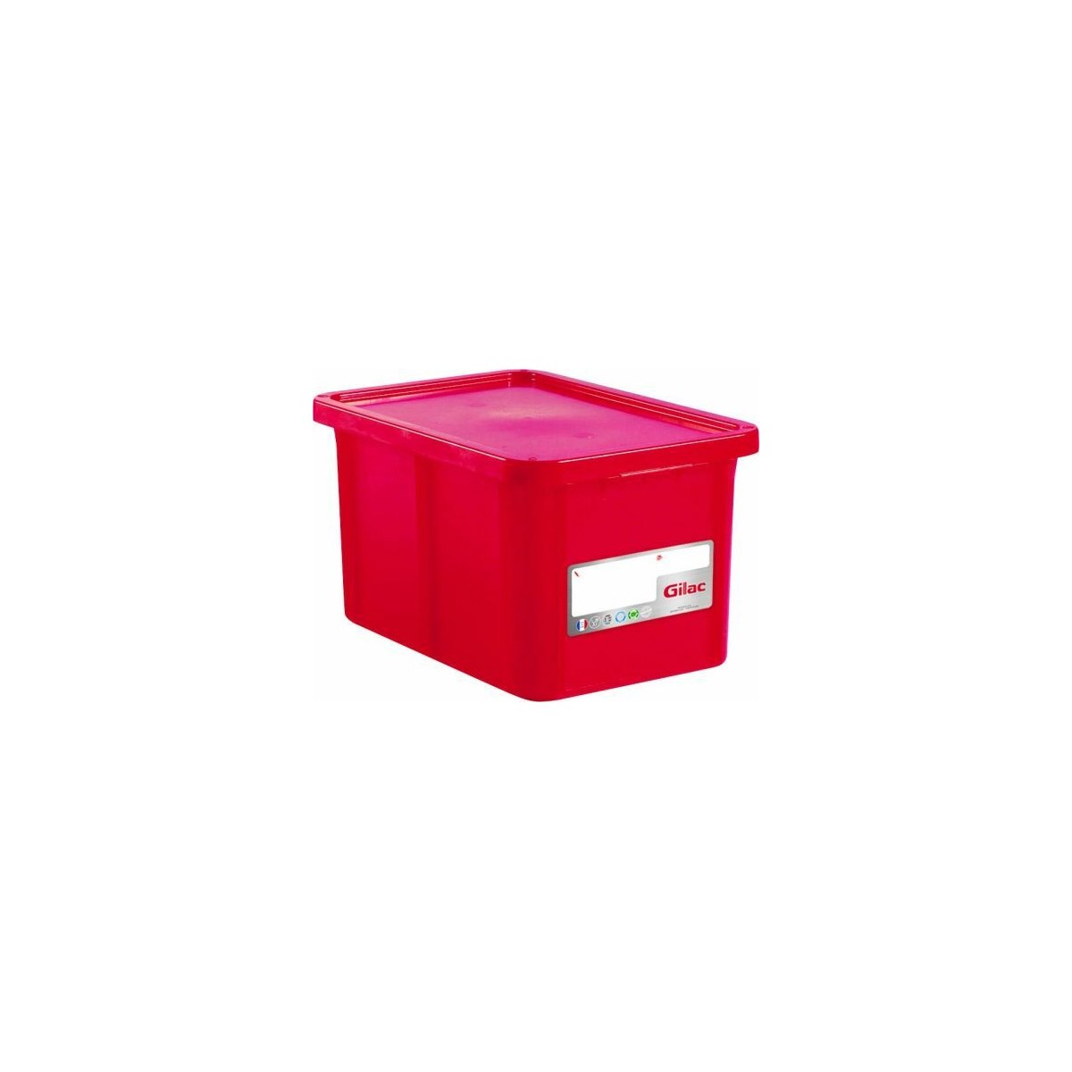 Bac rectangulaire PEHD rouge 55 L avec couvercle