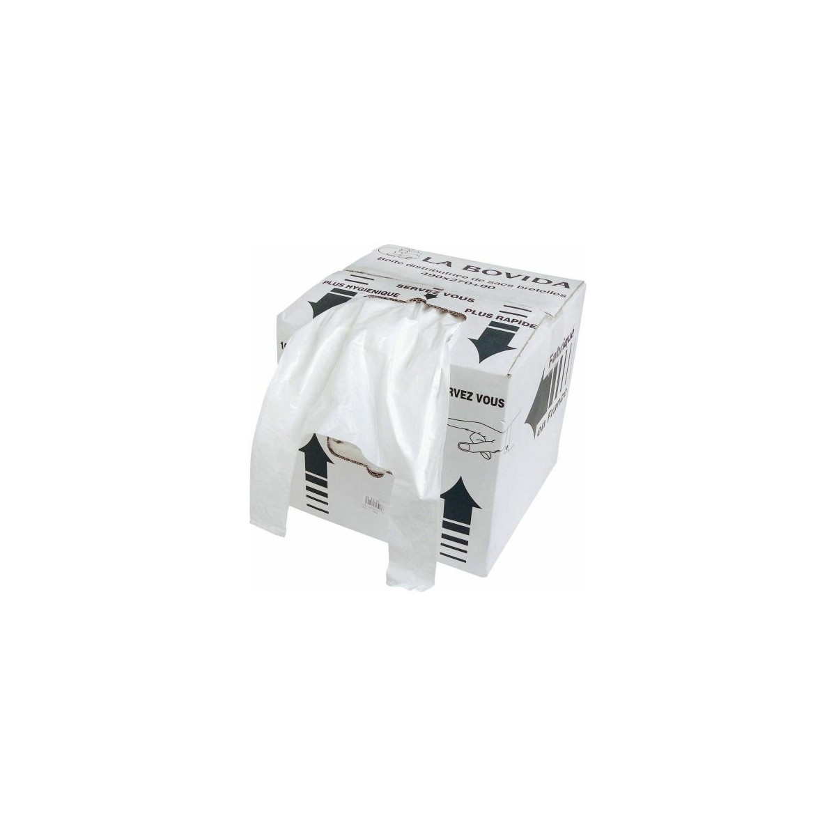 Sac bretelles blanc pebd 50m. 27+9+9x49cm /bt dist. de 500